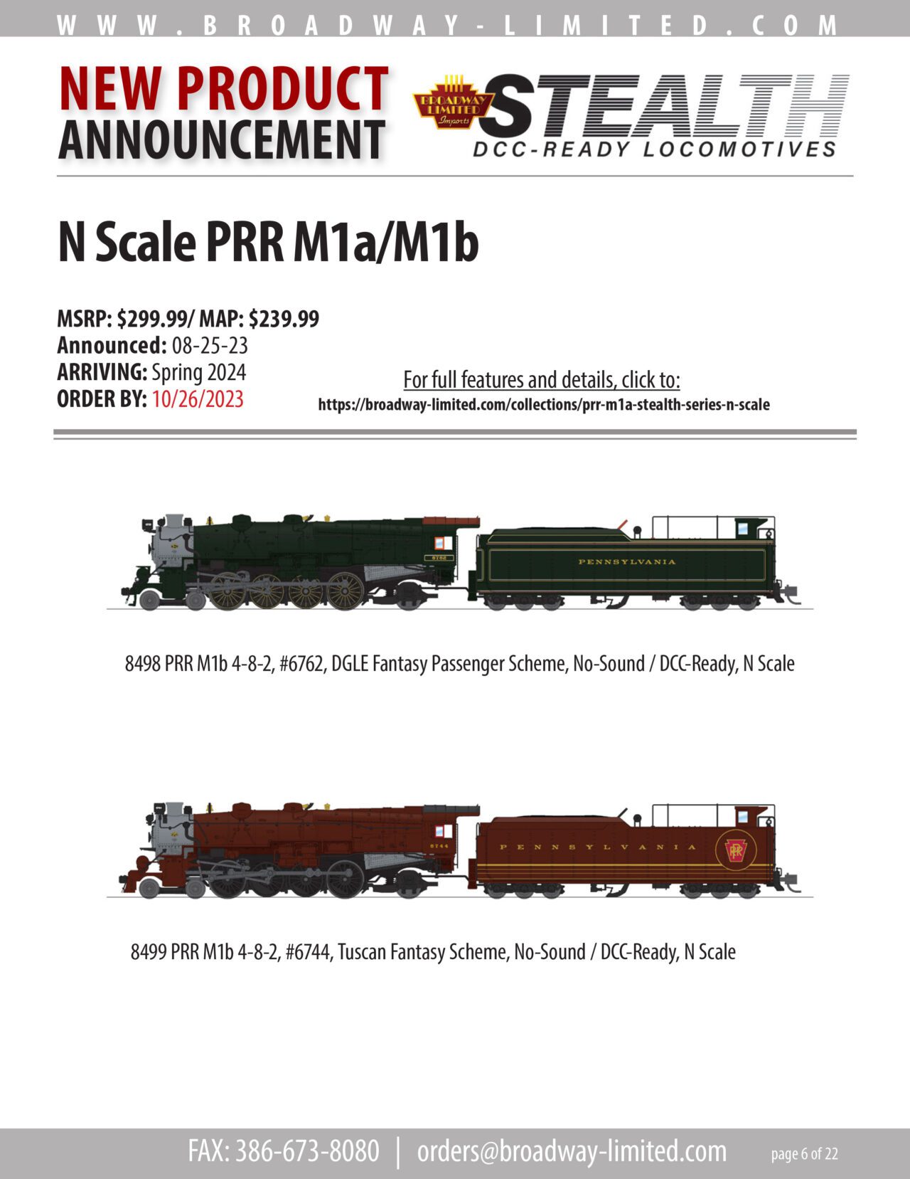 Broadway Limited PRR M1a/M1b | N Scale Model Trains | Fifer Hobby Supply